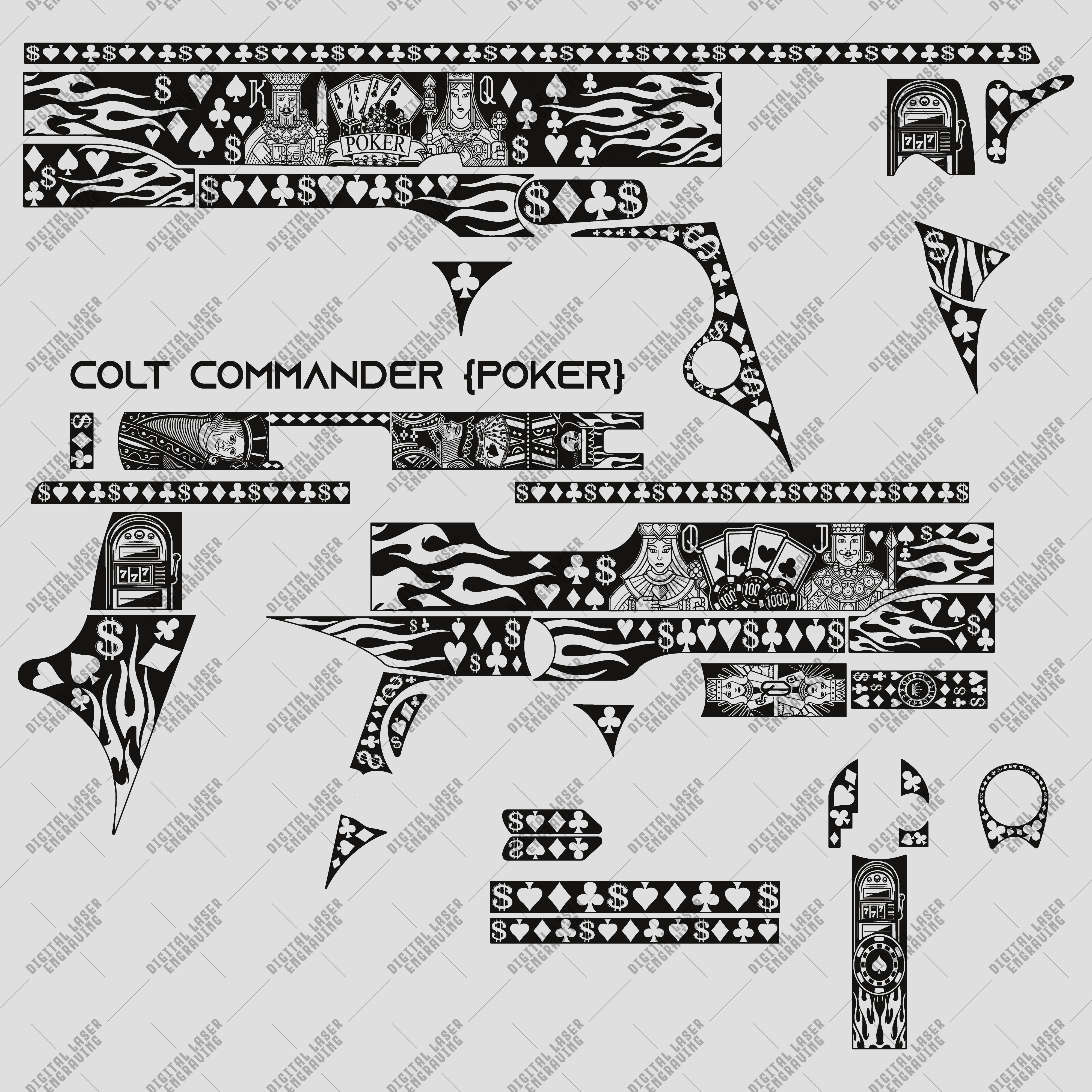 Laser Engraving Firearms Vector Design Colt Commander "POKER - Inspire ...