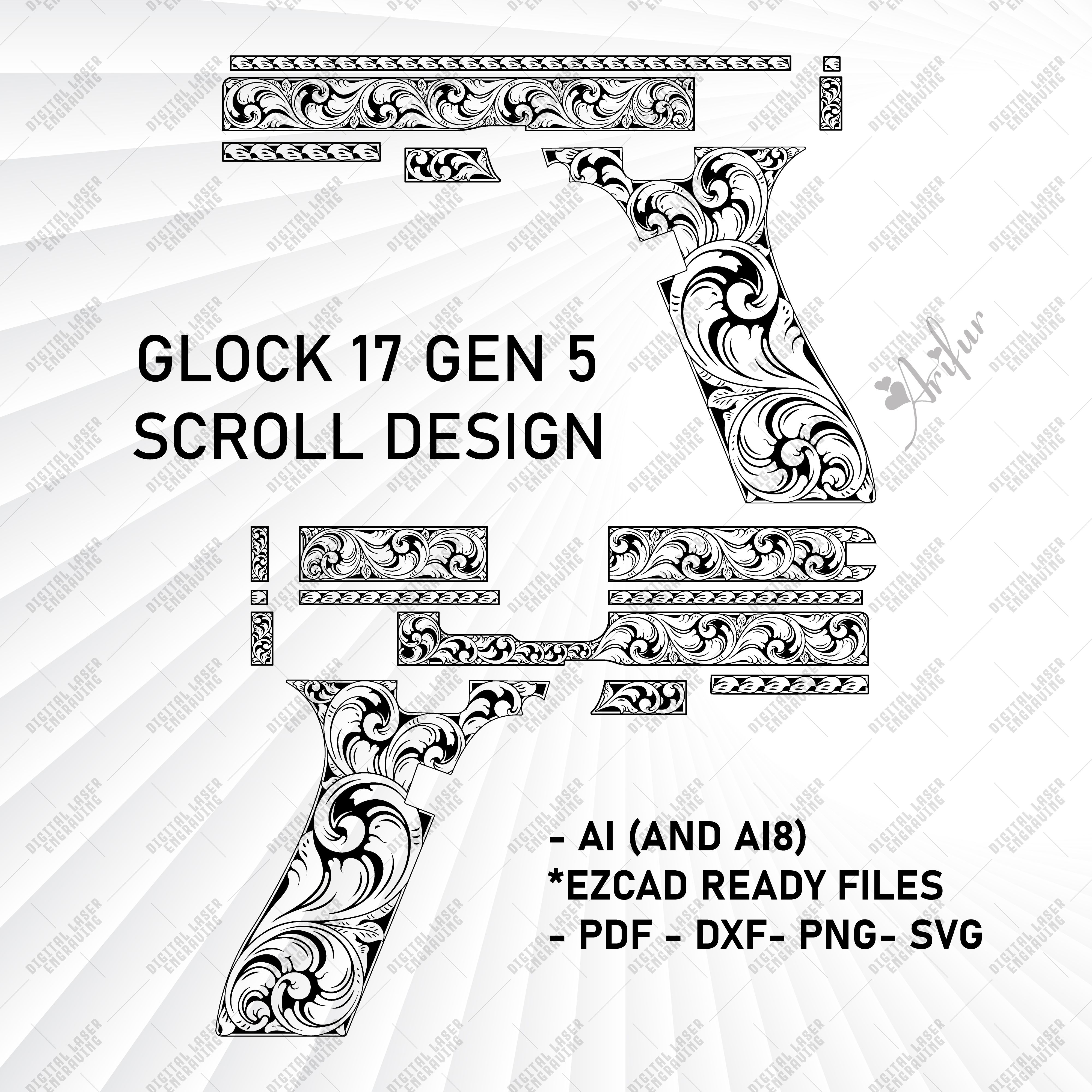Svg Glock Templates. Glock 17 Gen 5 Scroll Design,laser engr | Inspire ...