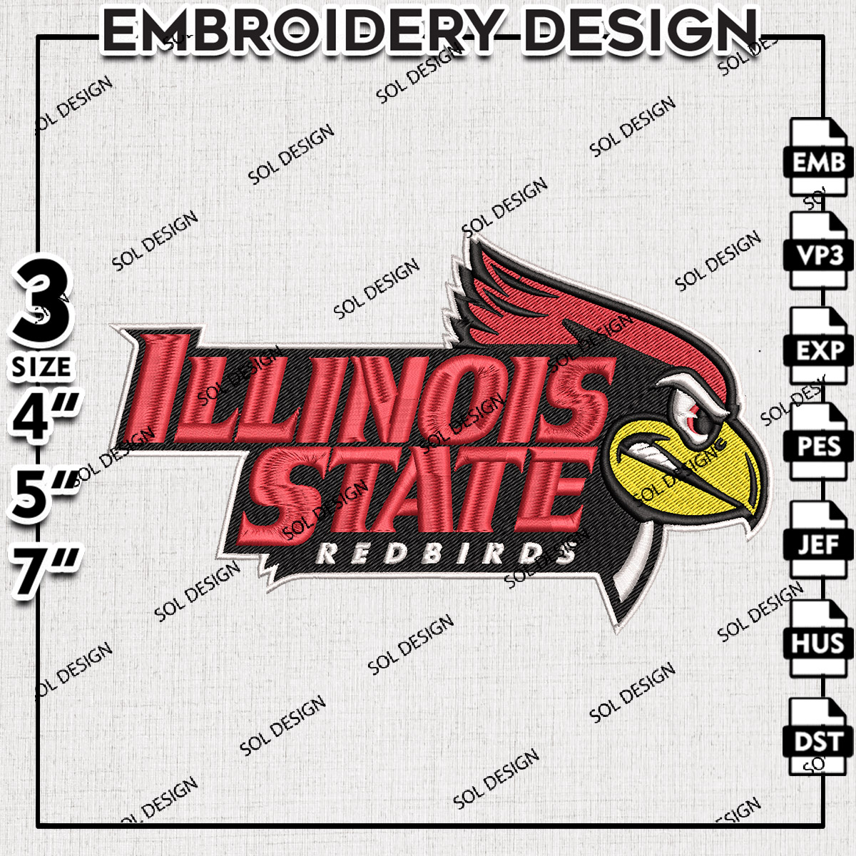 Illinois State Redbirds Logo embroidery design, Illinois Sta | Inspire ...