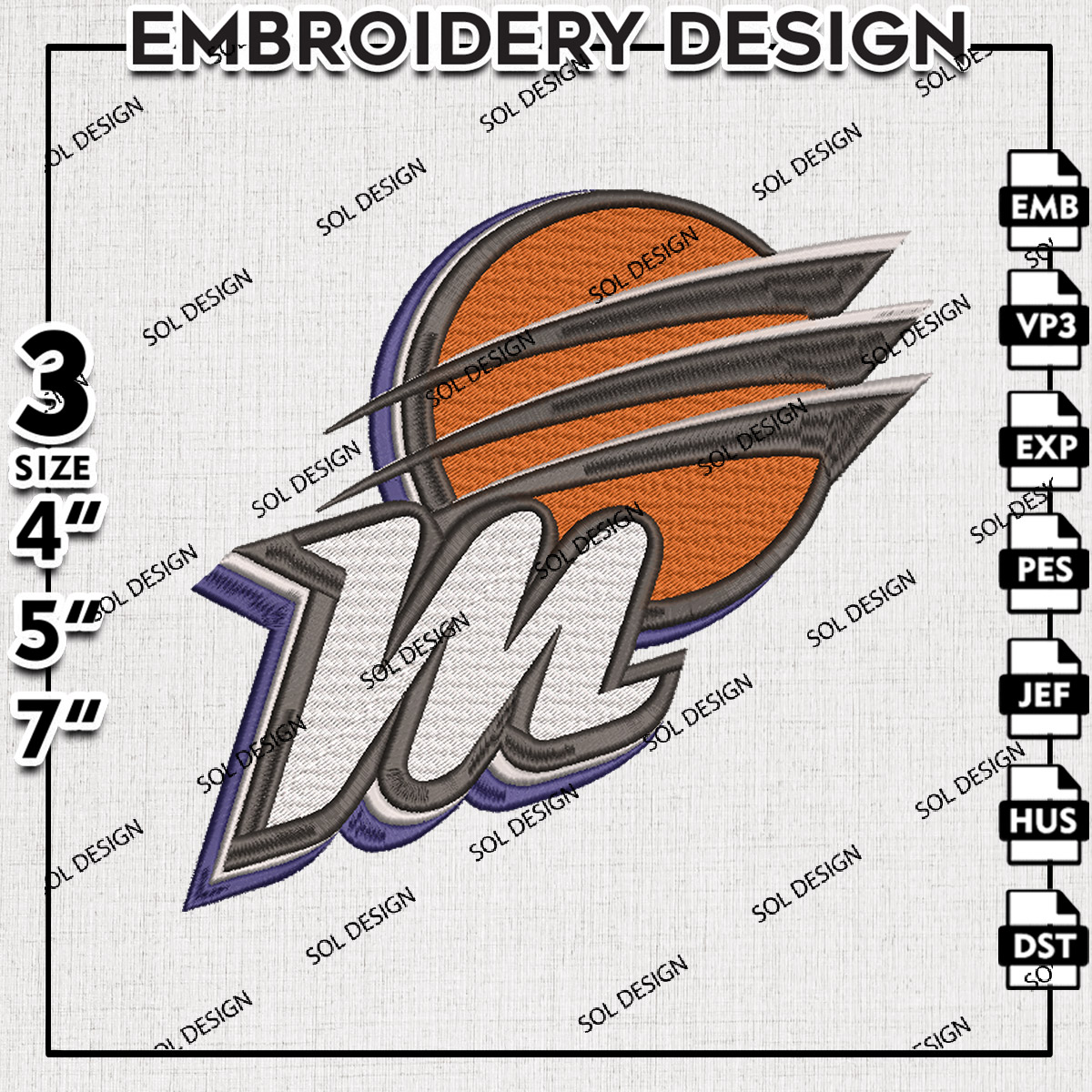 Phoenix Mercury embroidery Designs, WNBA Phoenix Mercury Log | Inspire ...