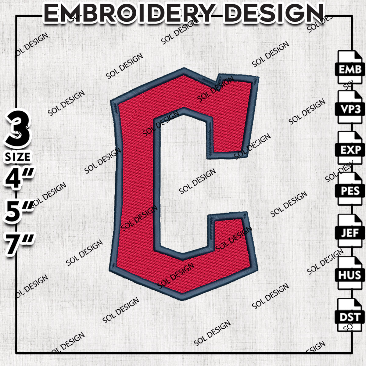 Cleveland Guardians Embroidery Design Files, MLB Logo Embroi - Inspire ...
