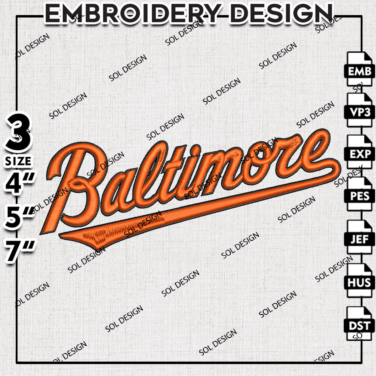 MLB Baltimore Team Word Logo Embroidery File, MLB Embroidery | Inspire ...