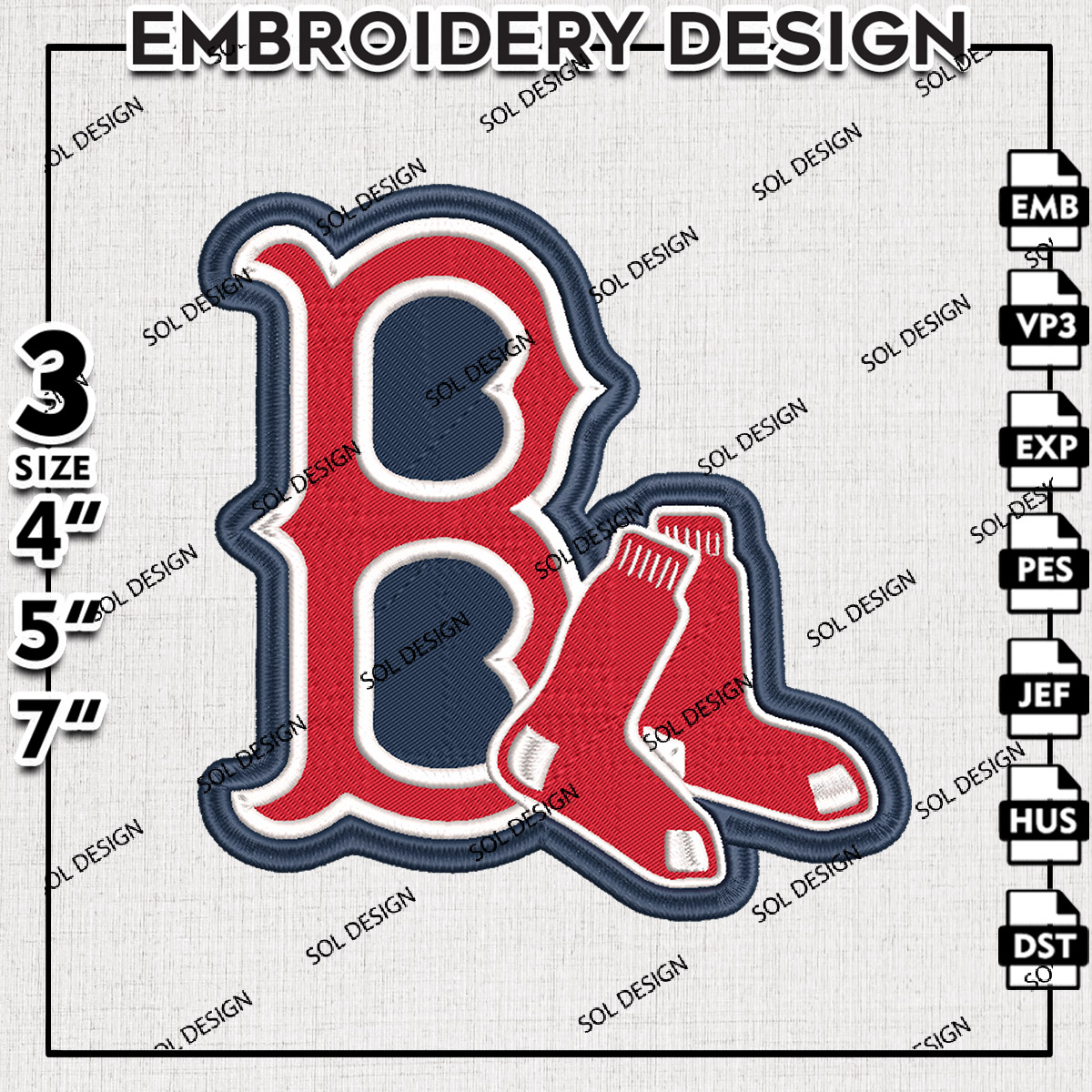 Boston Red Sox B Word Mascot Logo Embroidery File, MLB Embro | Inspire ...