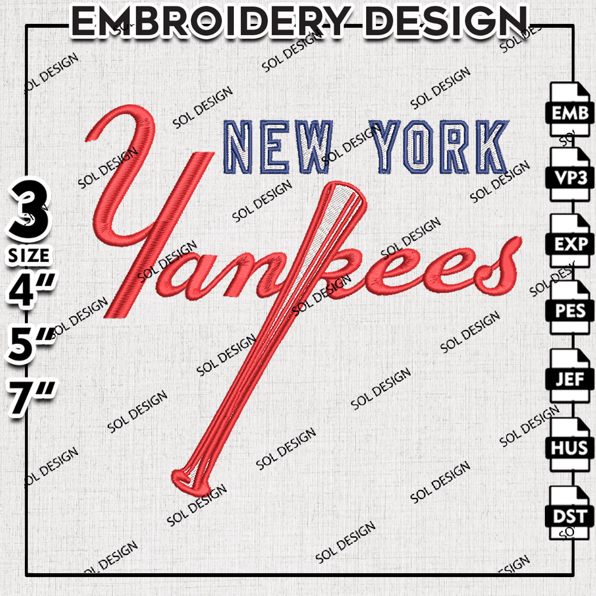 New York Yankees Writing Logo Embroidery File, MLB Embroider | Inspire ...