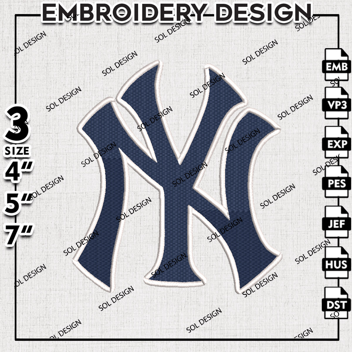 MLB New York Yankees NY Word Logo Embroidery File, MLB Embro - Inspire ...