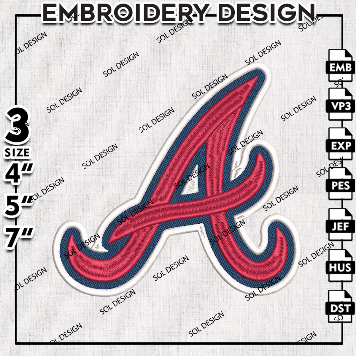 MLB Atlanta Braves Embroidery Design, MLB Embroidery Files, - Inspire ...