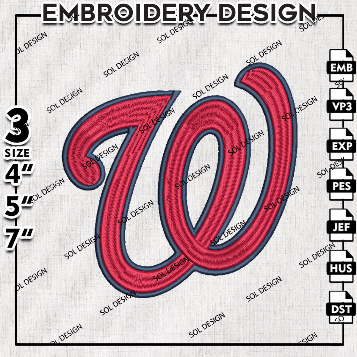 MLB Washington Nationals Embroidery Design Files, MLB Embroi | Inspire ...