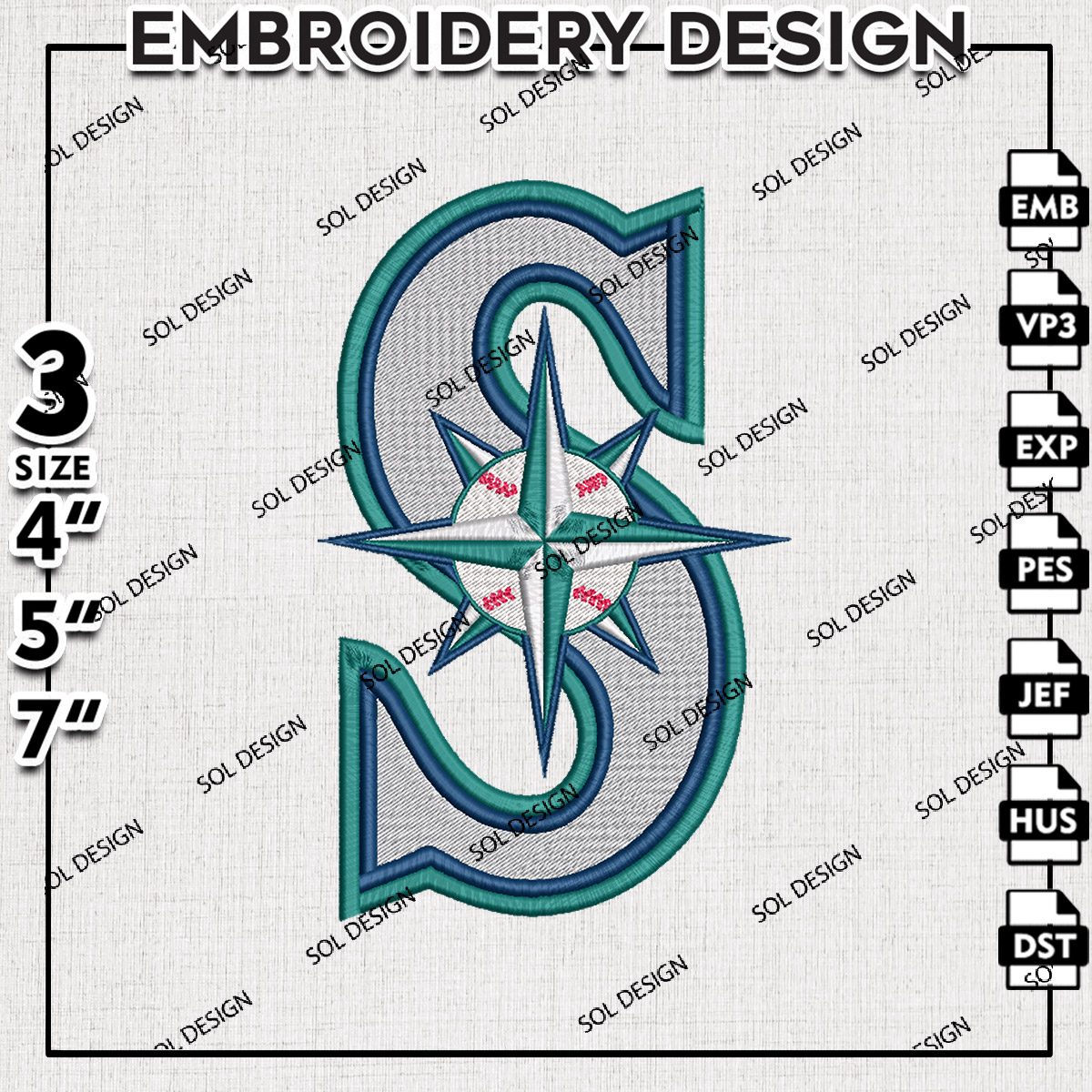 MLB Seattle Mariners Machine Embroidery Design, MLB Embroide | Inspire ...
