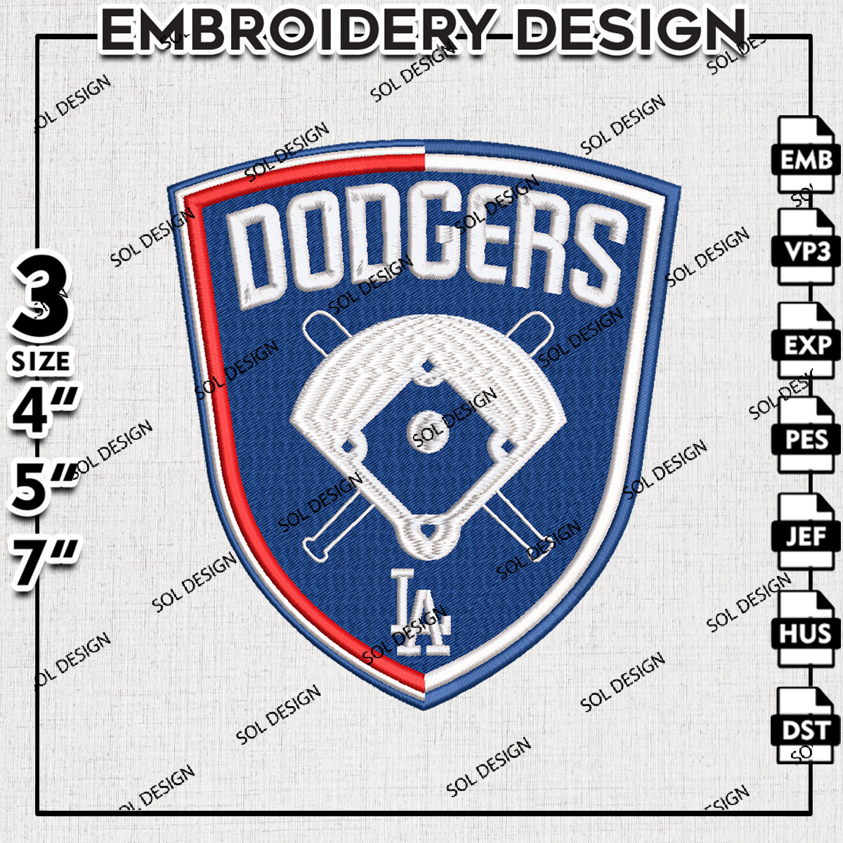 Los Angeles Dodgers Logo Embroidery Designs, MLB Embroidery, | Inspire ...