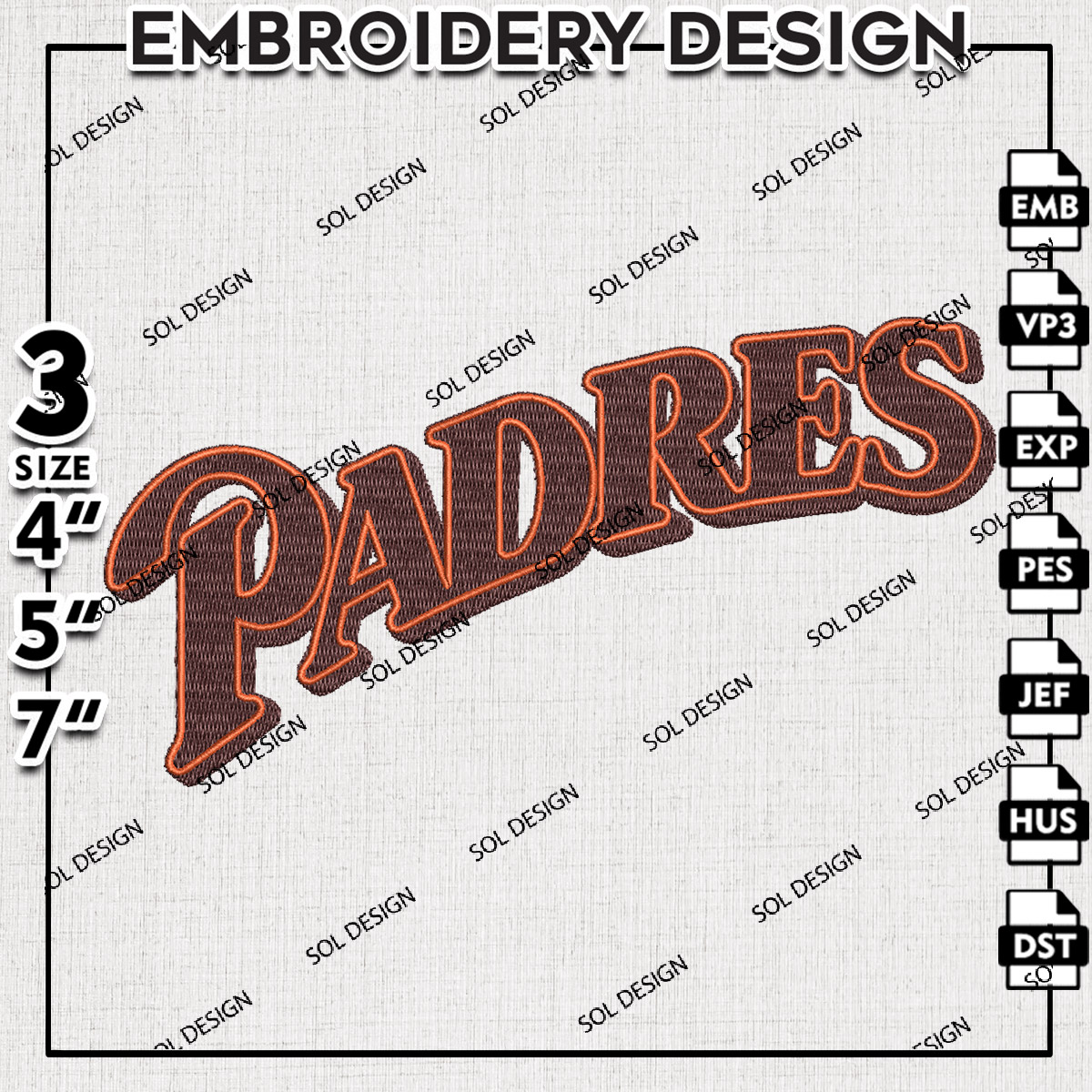 San Diego Padres Logo Embroidery Designs, MLB Embroidery, ML | Inspire ...