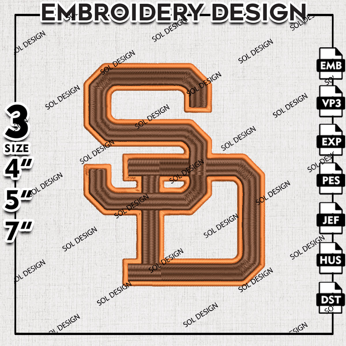 MLB San Diego Padres Logo Embroidery Design, MLB Embroidery, | Inspire ...