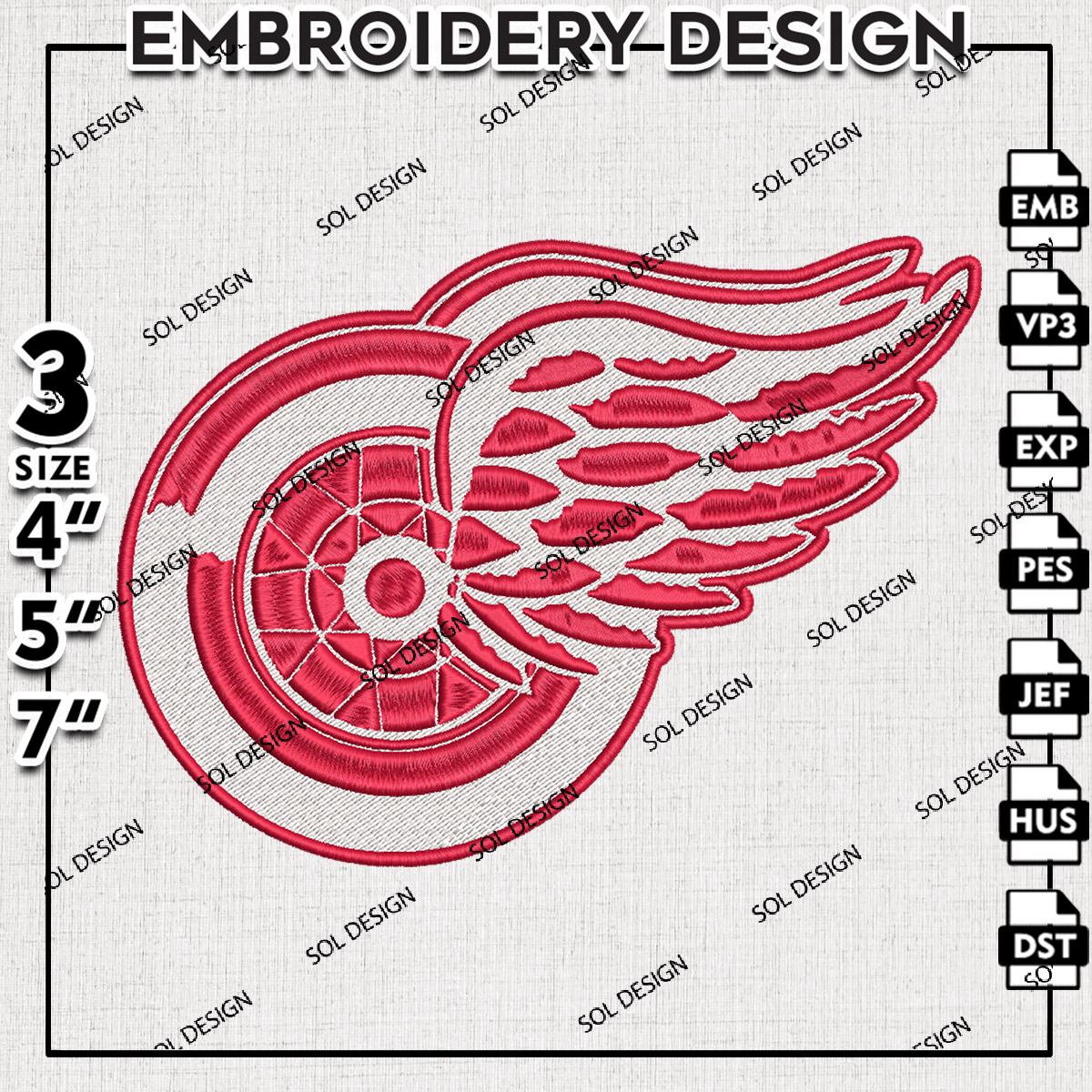 NHL Detroit Red Wings Embroidery Design , NHL Embroidery, NH | Inspire ...