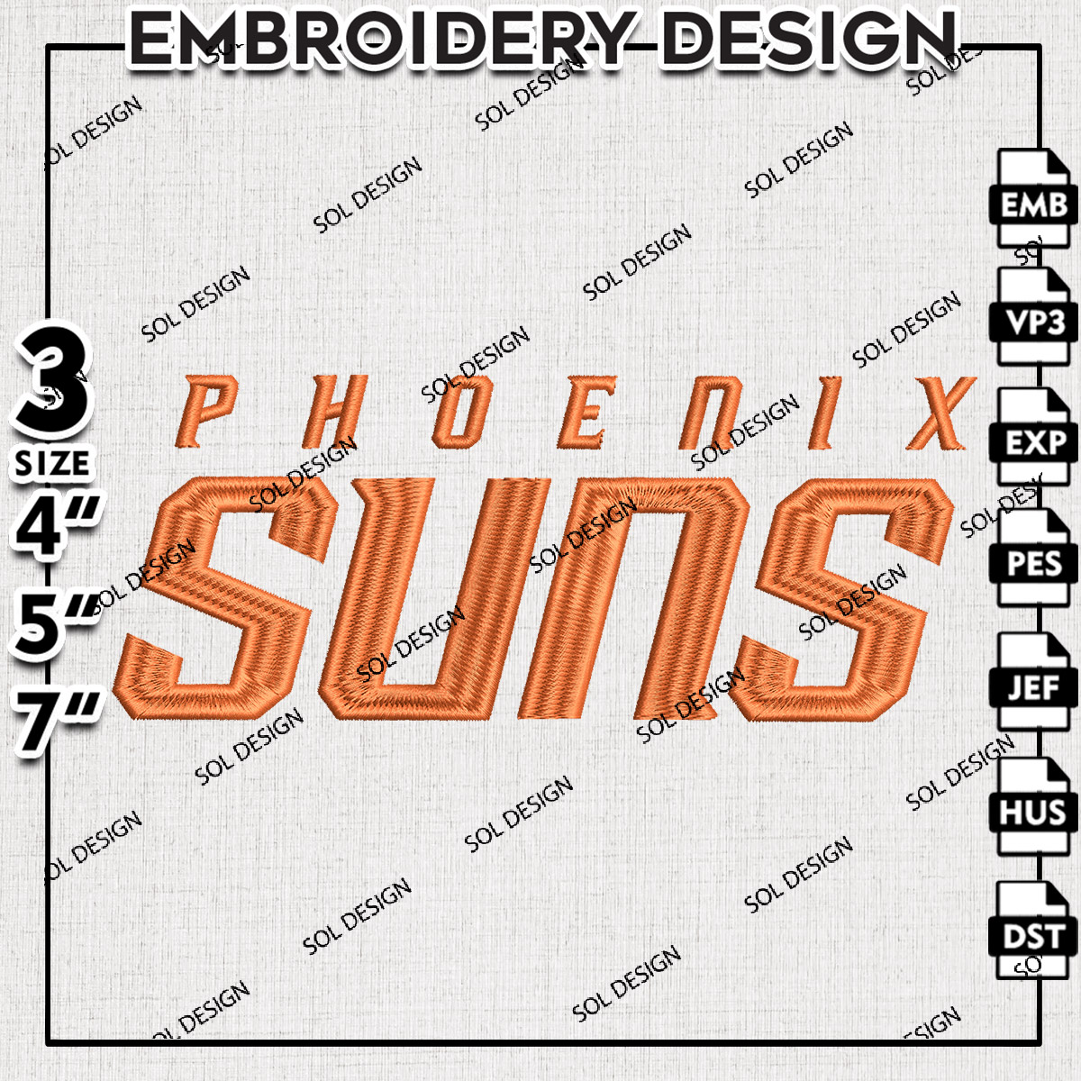 Phoenix Suns Wordmark Embroidery Designs, NBA Embroidery Fil | Inspire ...