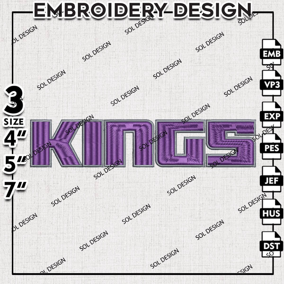 Sacramento Kings wordmark Logo Embroidery Design, NBA Machin - Inspire ...