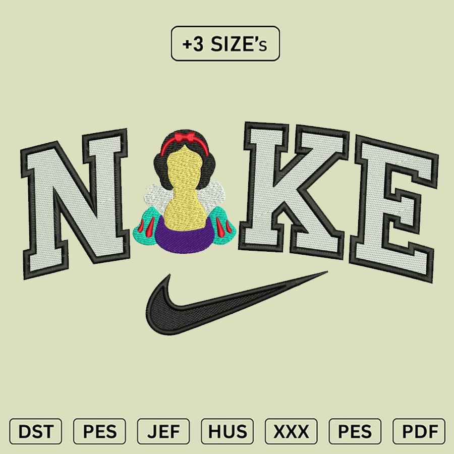 Nike Snow White Embroidery Design Files - DST PES JEF EXP - | Inspire ...