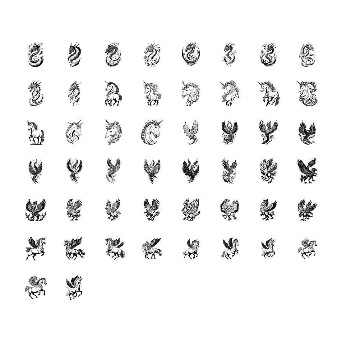 Animal Mythical Element Draw Black | Inspire Uplift