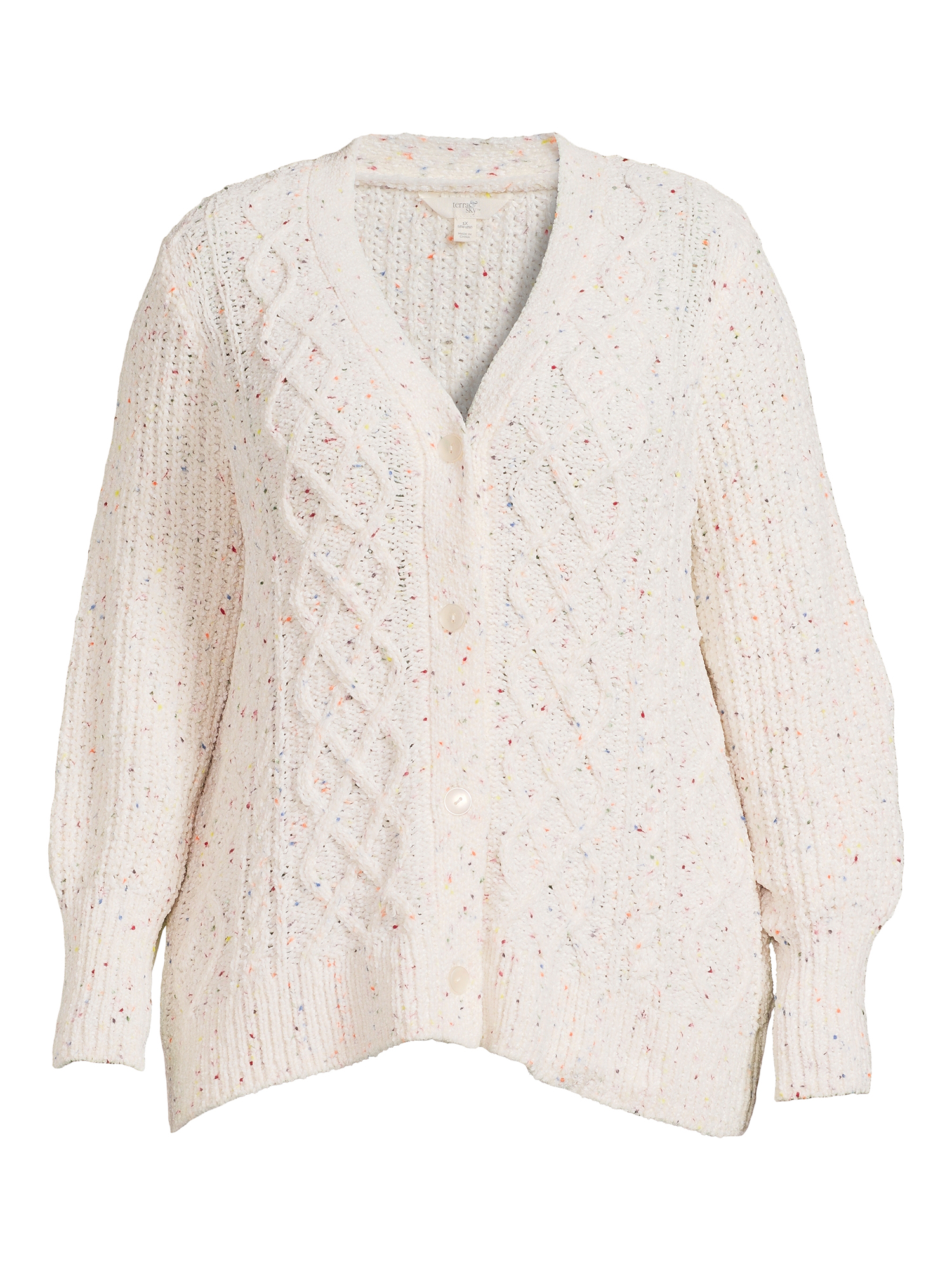 Terra & Sky Womens Plus Size Button Front Chenille Cardigan | Inspire ...