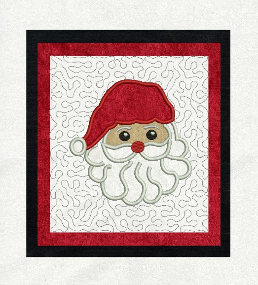 Santa Face quilt block stippling in the hoop 4 Sizes | Inspire Uplift