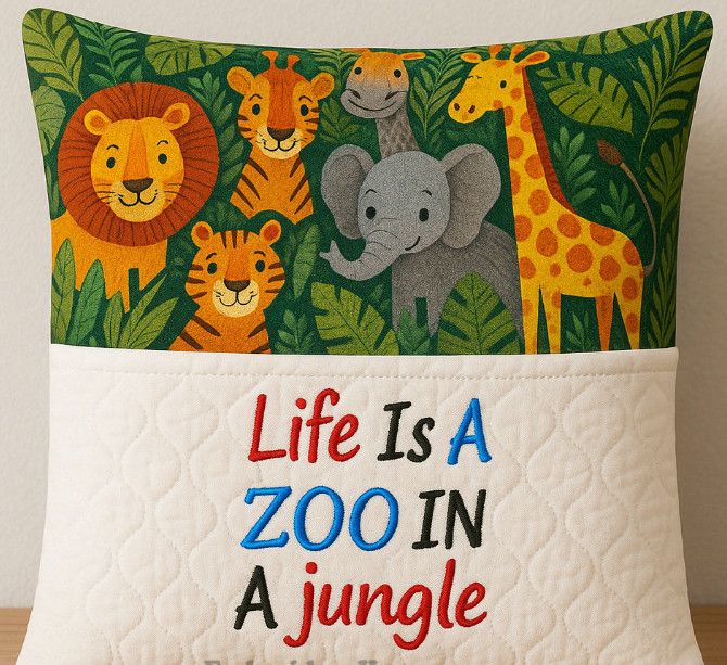 Life is a zoo Embroidery design 3 Sizes -INSTANT D0WNL0AD | Inspire Uplift
