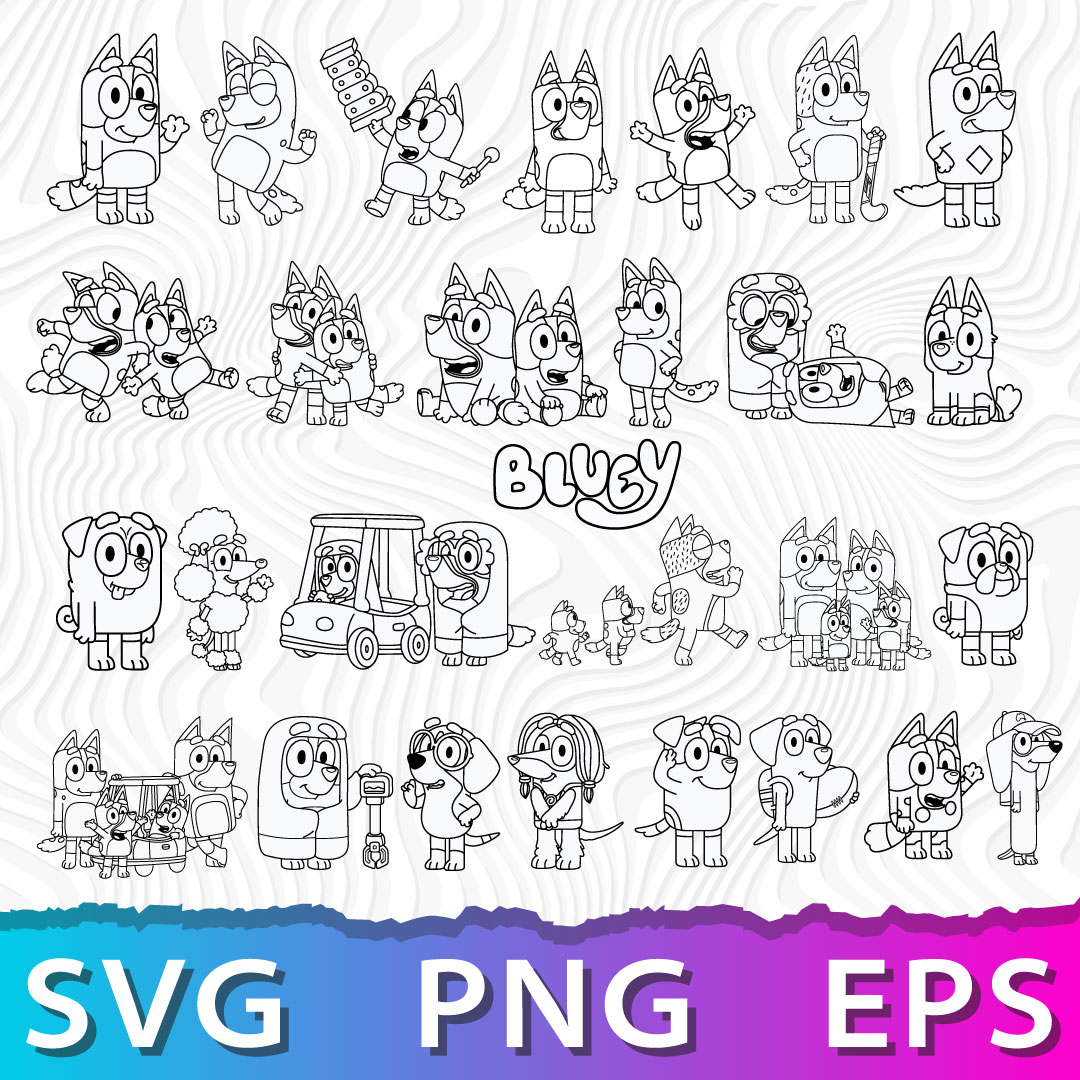 Bluey Outline SVG, Cricut Bluey SVG, Bluey Birthday PNG, Blu - Inspire ...