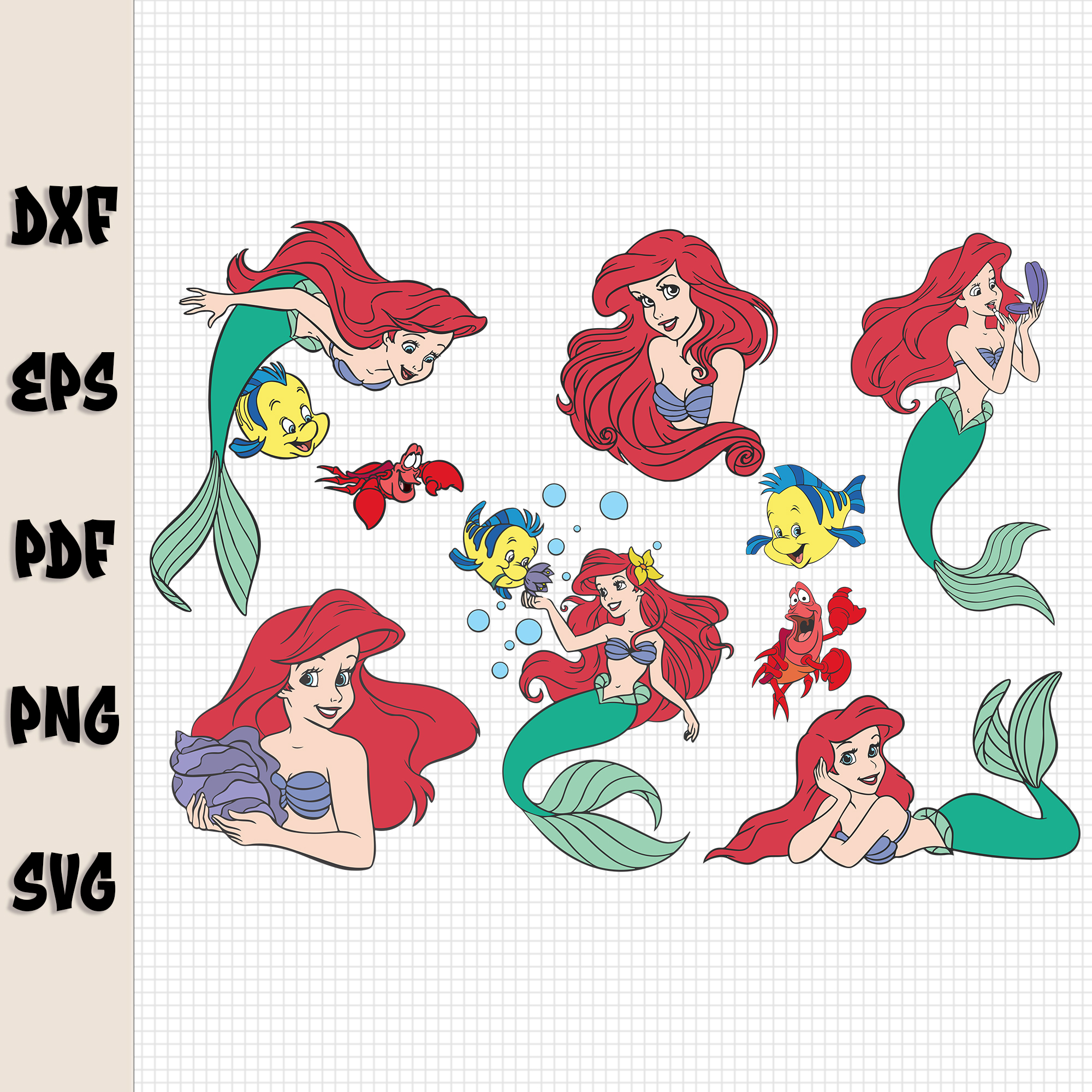 Ariel SVG Bundle, Ariel clipart, Ariel Cut file, little merm - Inspire ...