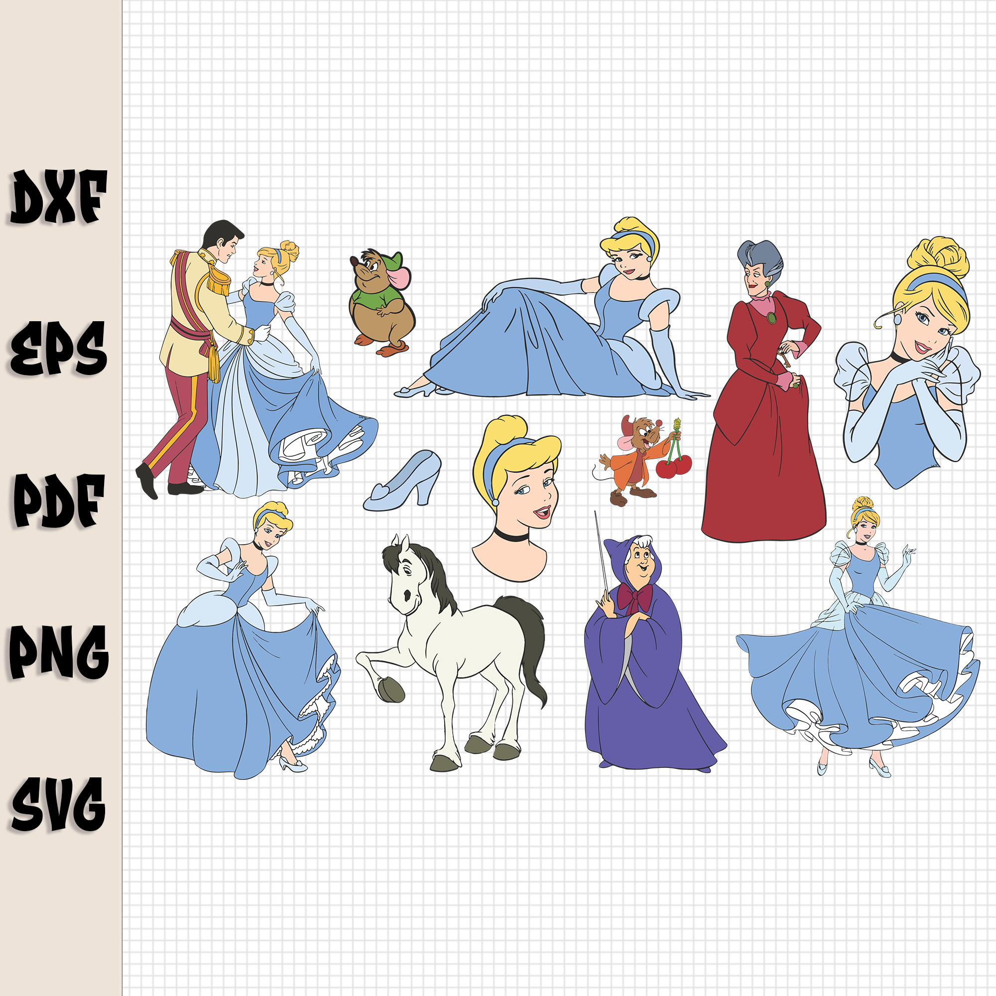 Cinderella Clipart SVG Bundle, Cinderella svg, disney svg, d | Inspire ...