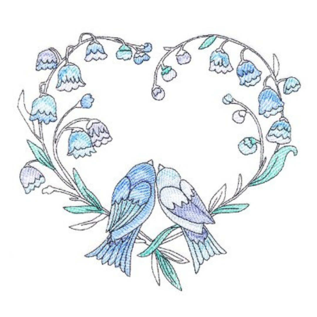 Enamored Lovebirds in Bloom Embroidery Designs , Anime Embro | Inspire ...