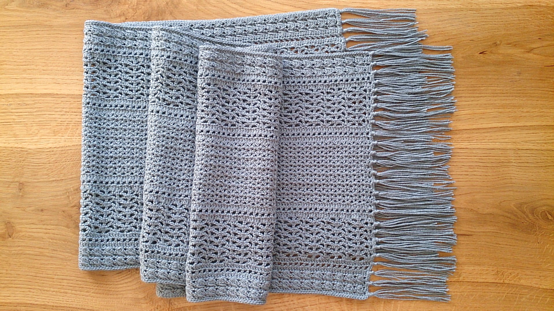 Grey crochet scarf pattern, boho crochet scarf pattern PDF | Inspire Uplift