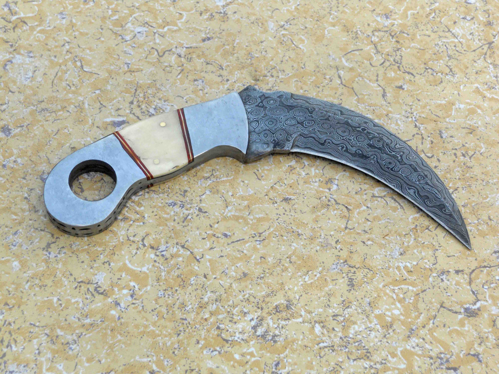 CUSTOM HANDMADE DAMASCUS STEEL KARAMBIT KNIFE WITH LEATHER S | Inspire ...