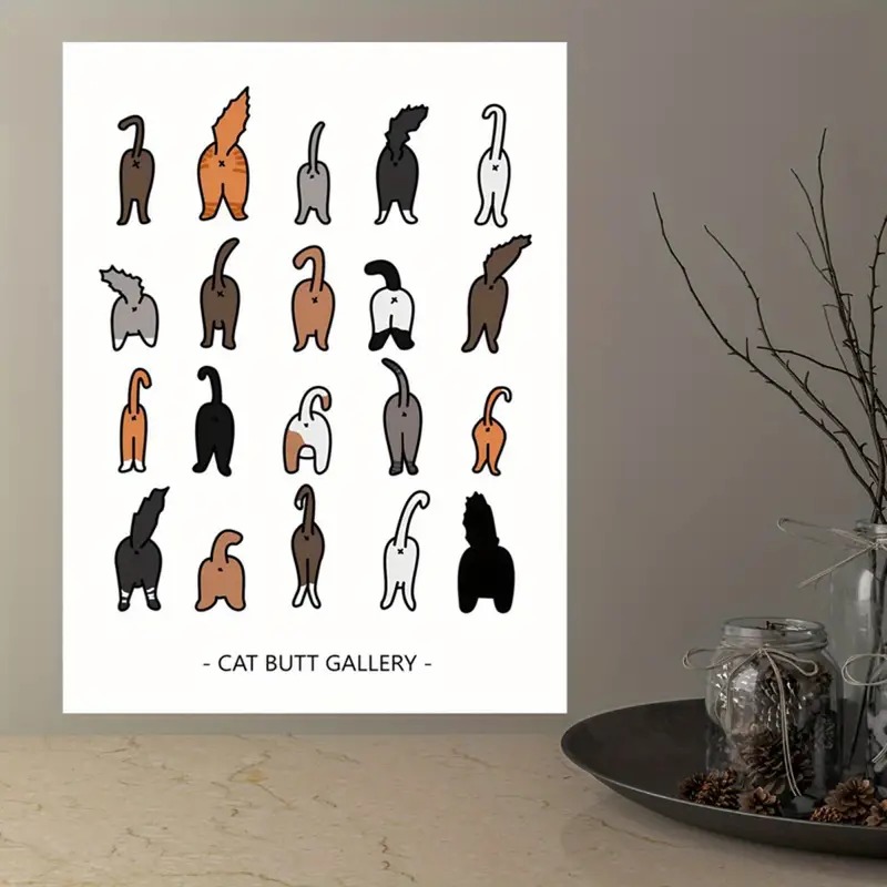 Cat Butt Gallery Poster, Funny Cat Lover Poster Wall Art For | Inspire ...