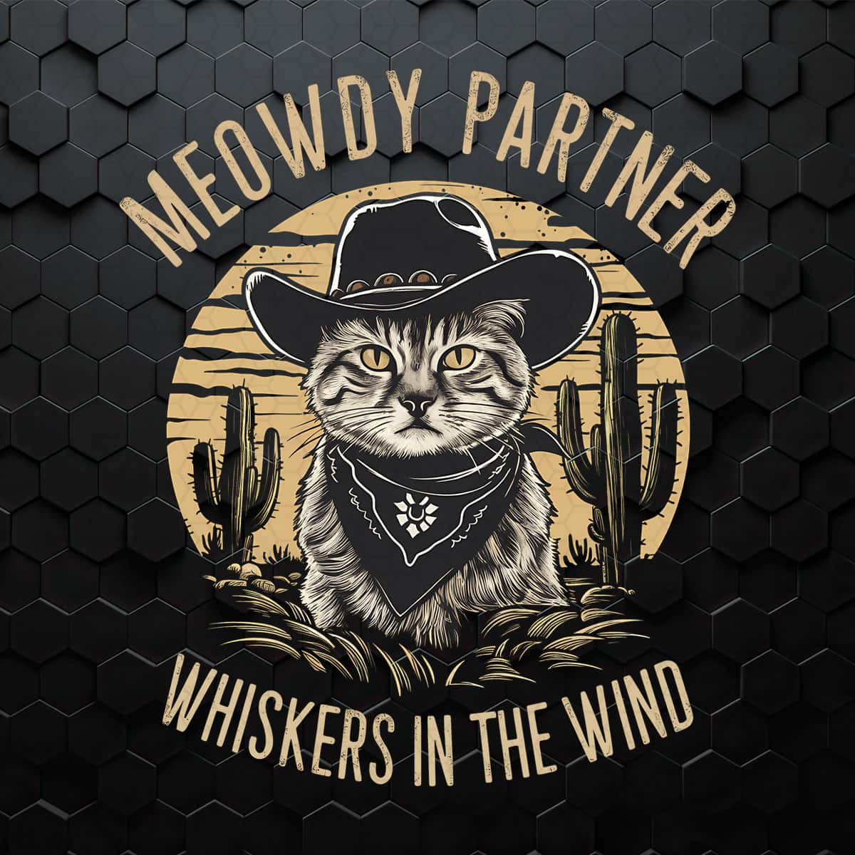 Meowdy Partner Whiskers In The Wind Cowboy Meme PNG | Inspire Uplift