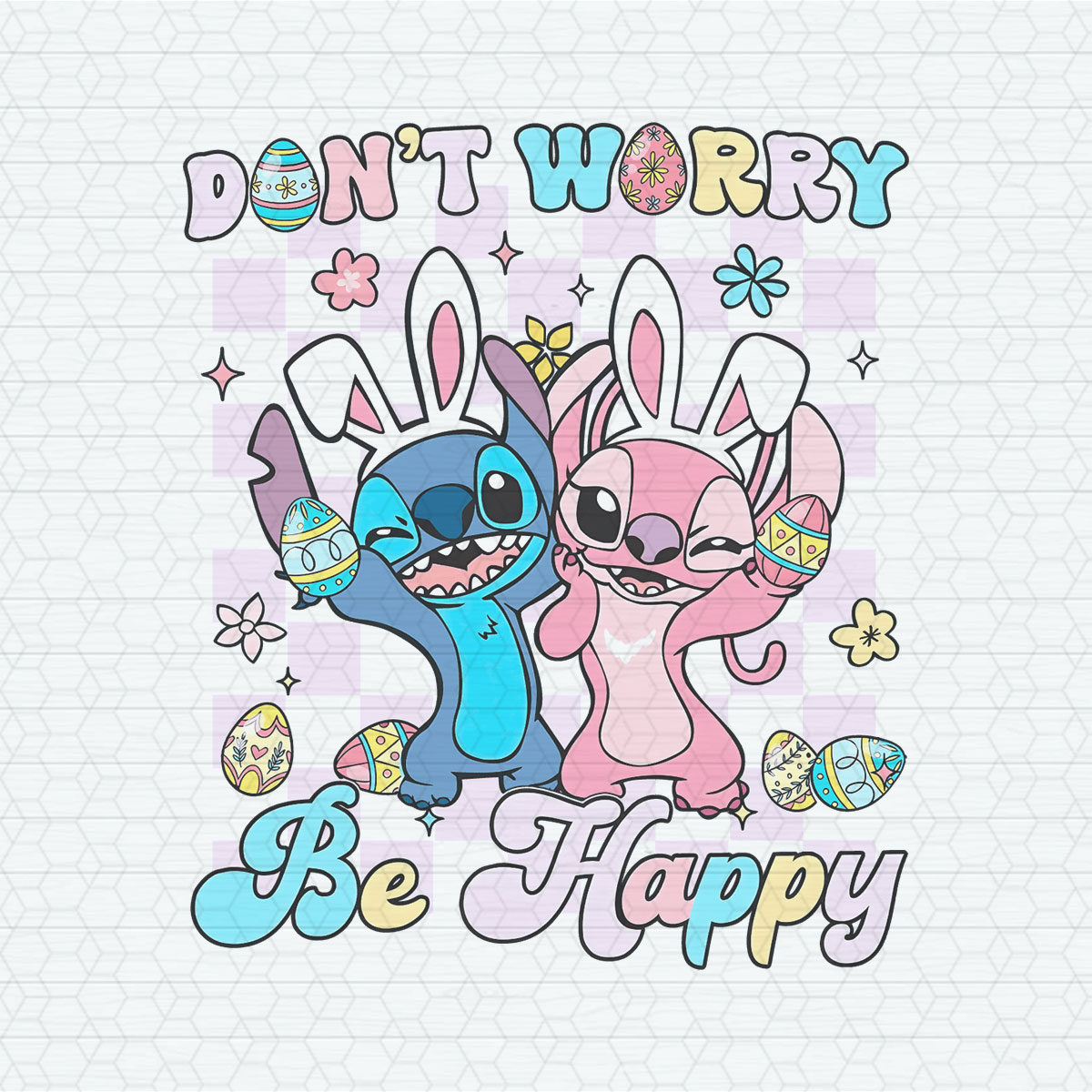 Stitch And Angel Easter Dont Worry Be Happy PNG | Inspire Uplift