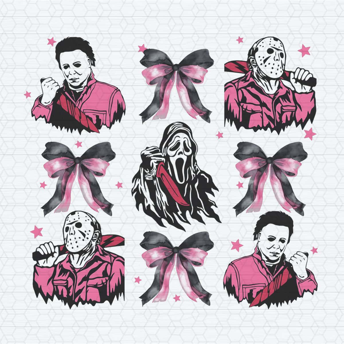 Horror Coquette Pink Bows Killers PNG | Inspire Uplift