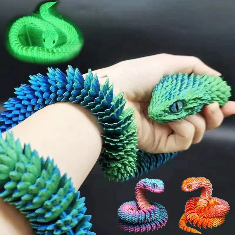 3D Printed Movable Snake Toy-Realistic Fidget Figurine Gift | Inspire ...
