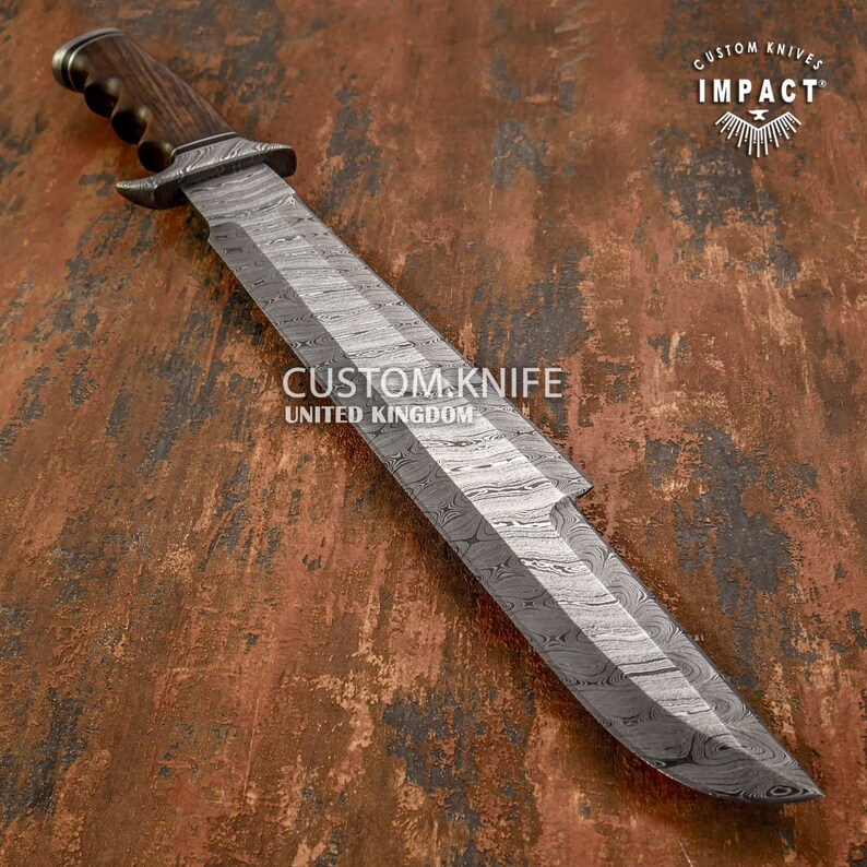 1 of a kind custom Damascus Massive Predator Bowie knife | Inspire Uplift