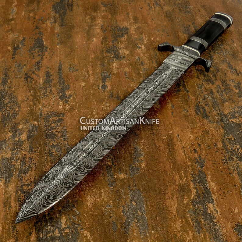Hand Forged custom damascus fuller dagger knife - Inspire Uplift