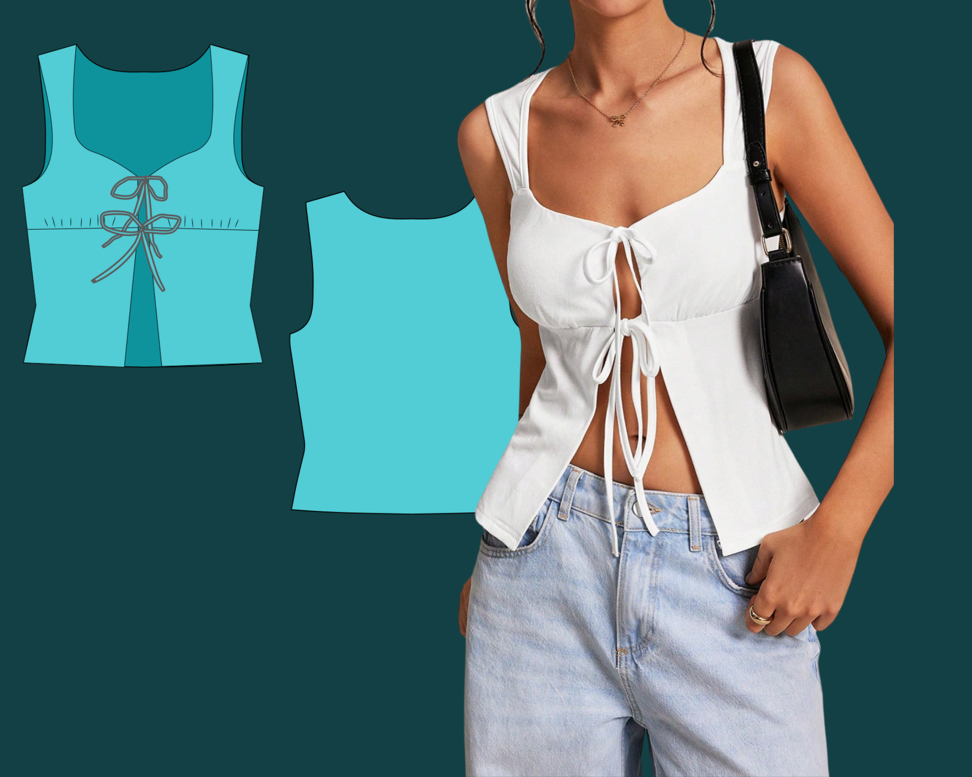 Easy to sew top, Tank top pattern, Woman front tie digital p | Inspire ...