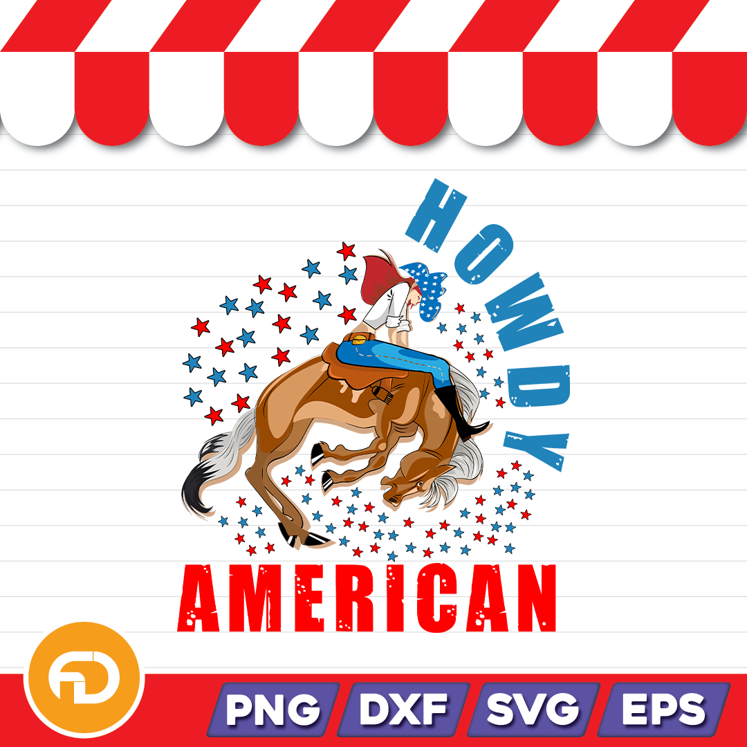 Howdy American SVG, PNG, EPS, DXF Digital Download - Inspire Uplift
