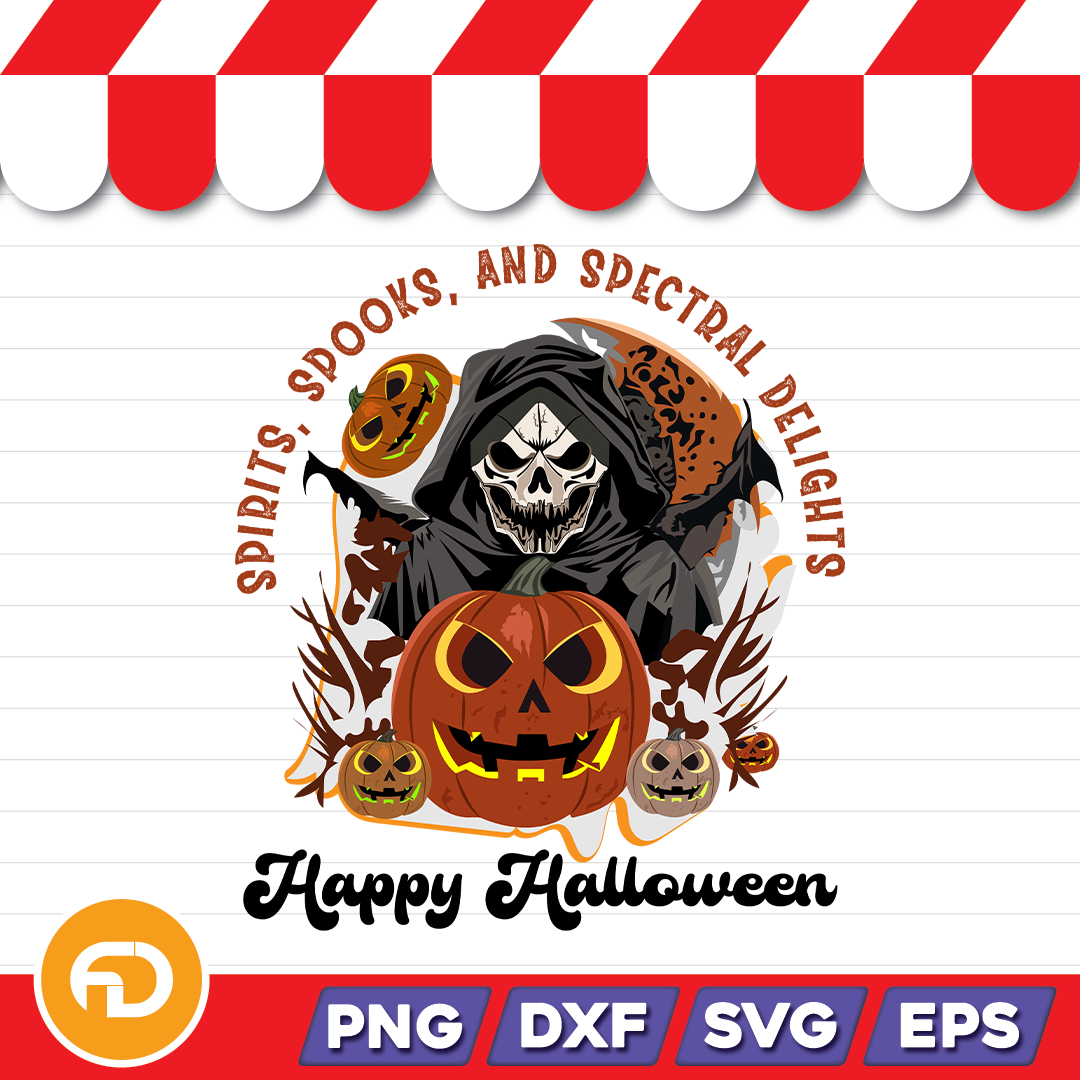Spirits, Spooks, And Spectral Delights Happy Halloween SVG, | Inspire ...