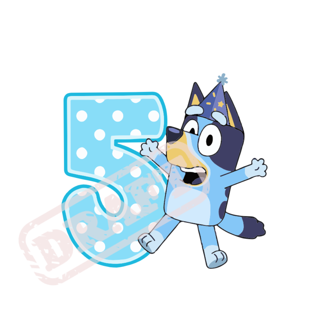 Bluey numero 5, archivo digital Svg, Png, Pdf, Eps - Inspire Uplift