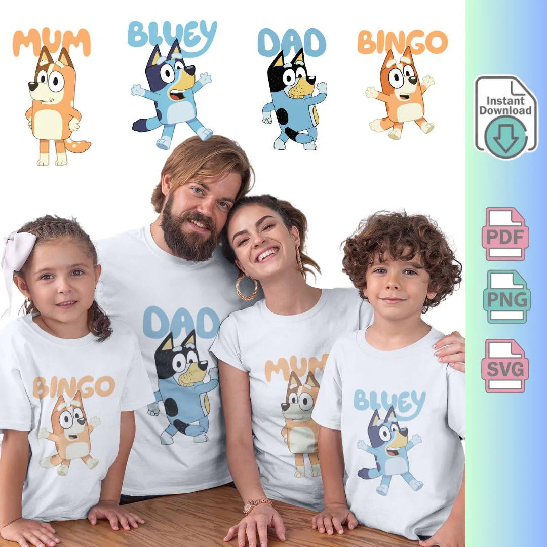 Bluey SVG, PNG, PDF, Mum, Dad, Bluey, Bingo | Image for Prin | Inspire ...