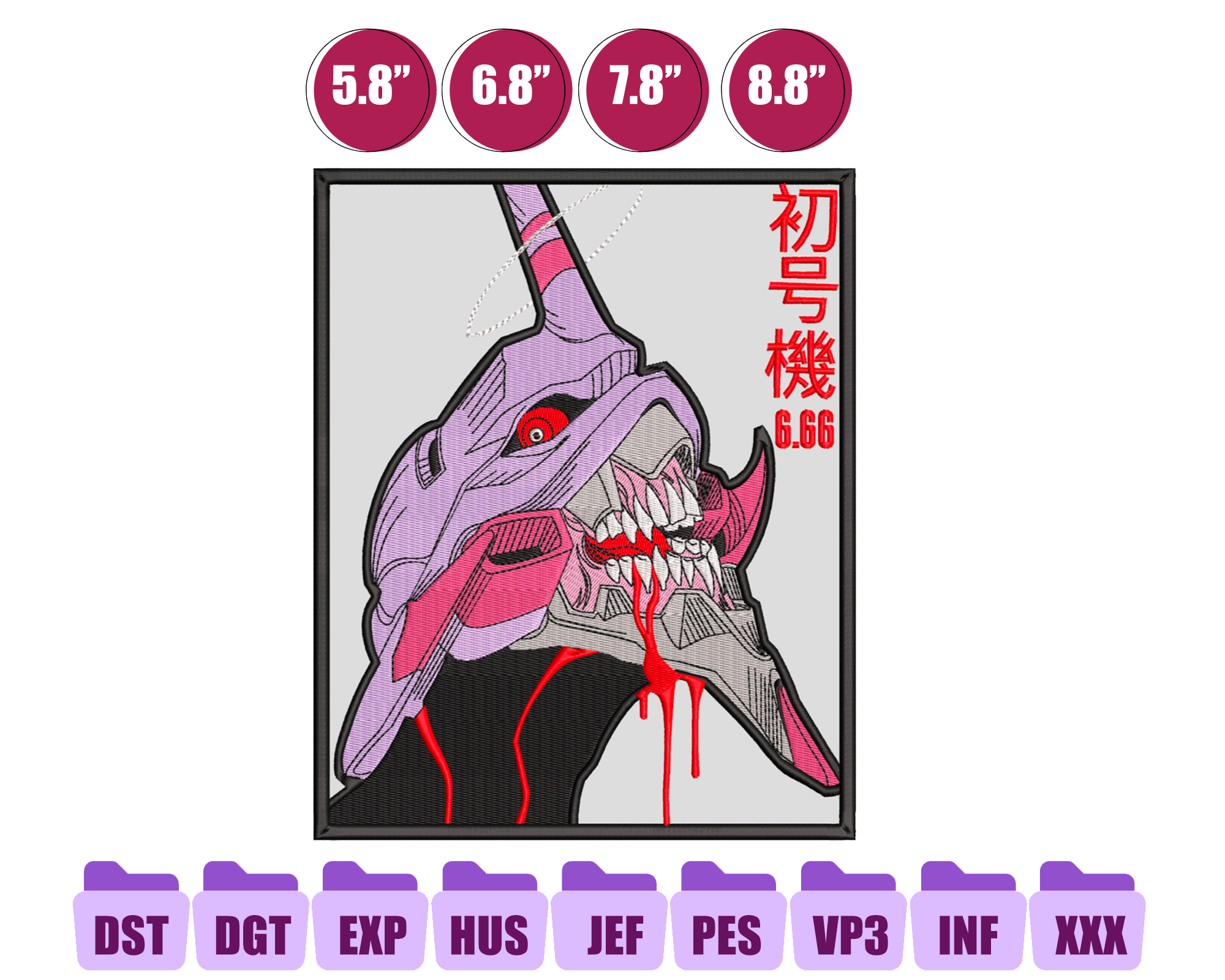 EVA RENDER Anime Embroidery Design, Machine Embroidery Desig - Inspire ...