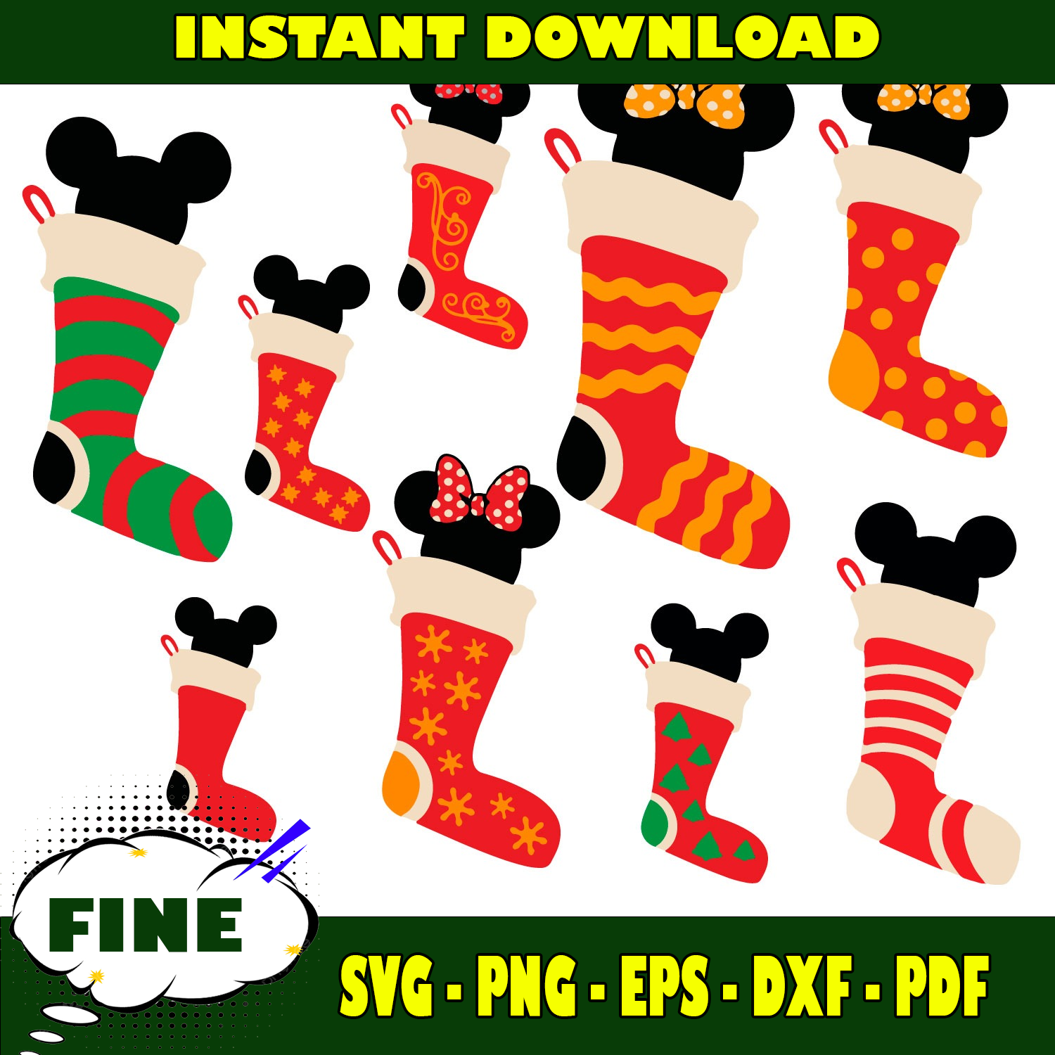 Christmas Stocking Bundle SVG, PNG, 9 Files of Christmas Sto | Inspire ...