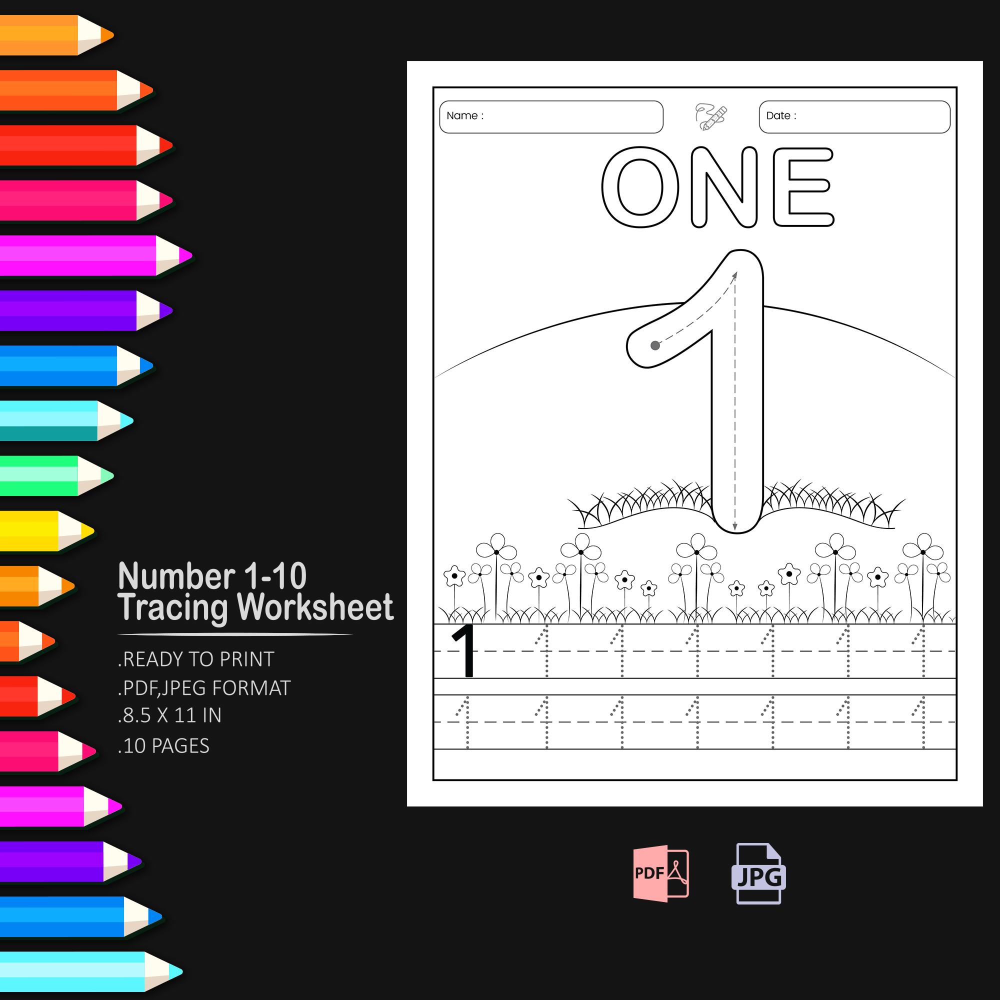 Writing 1-10 Worksheets Pages | Inspire Uplift