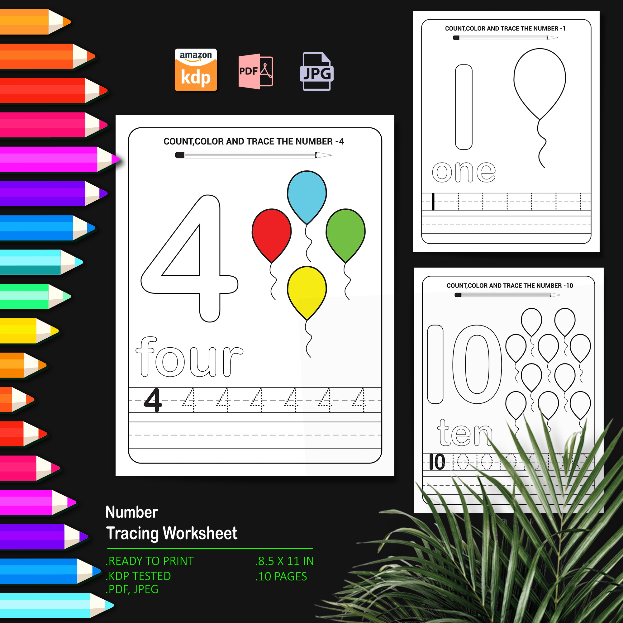 Preschool Tracing Number 1-10 Worksheet | Inspire Uplift