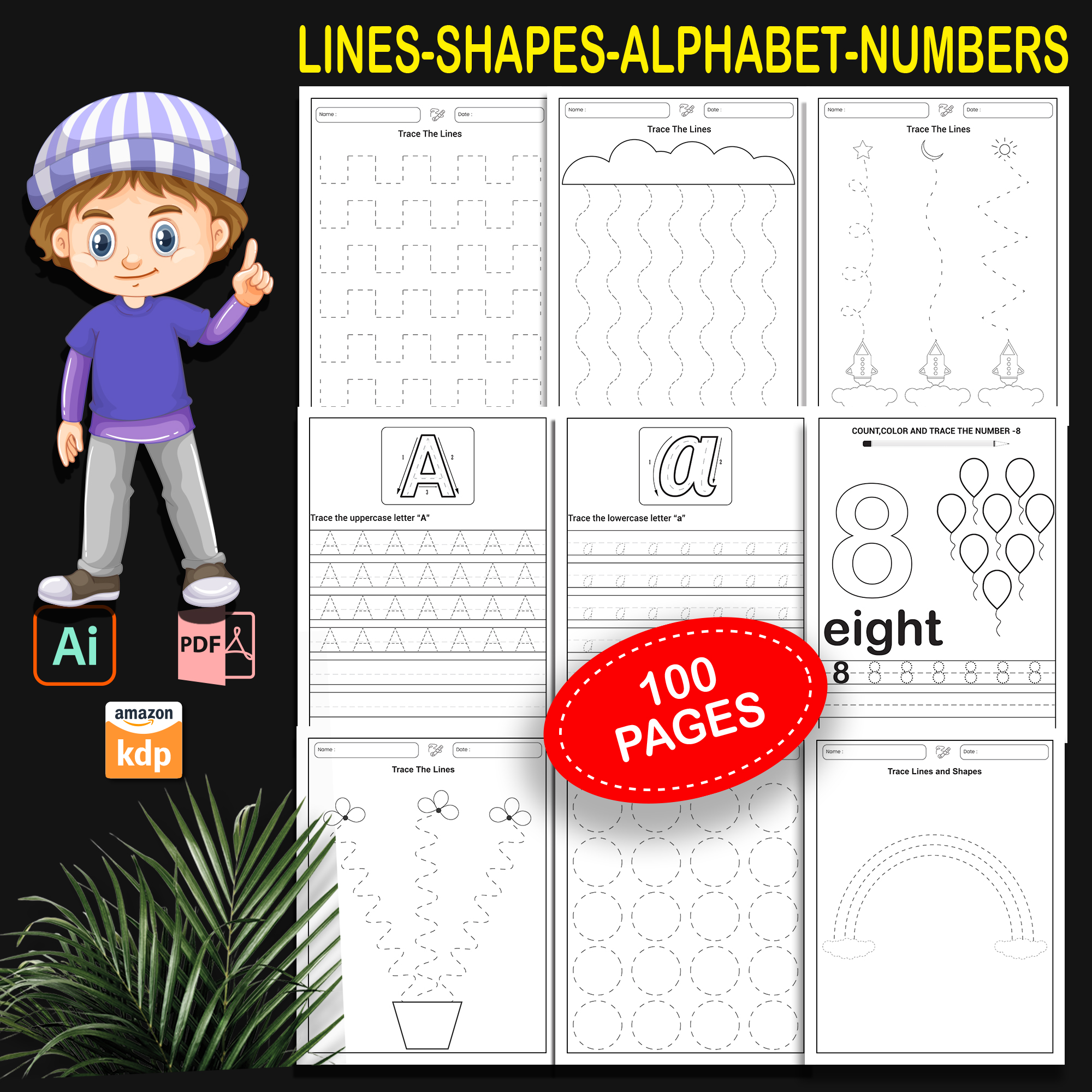 Tracing worksheet for kids -100 Pages - Inspire Uplift
