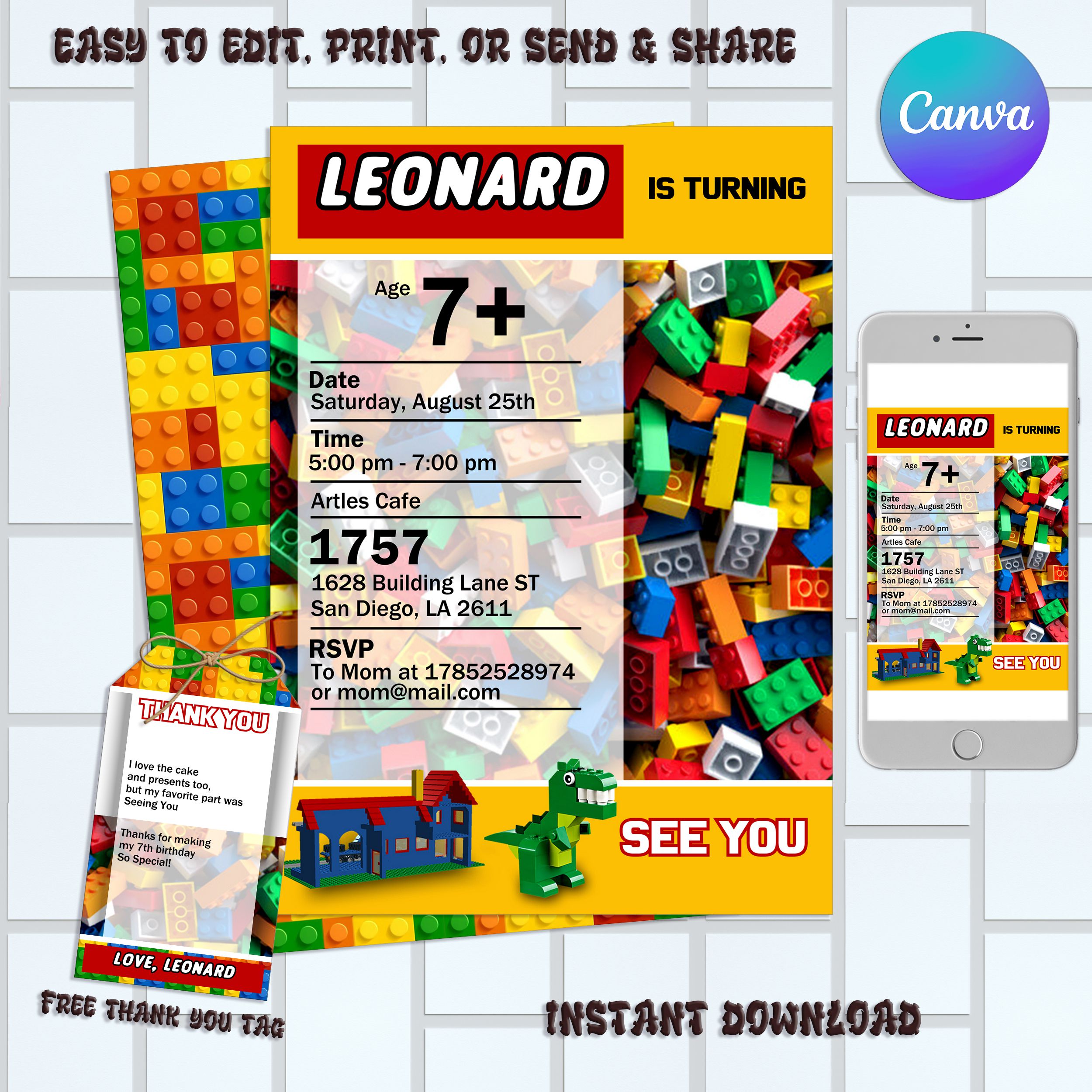 Building Blocks Birthday Invitation, Blocks Invitation, Cons | Inspire ...