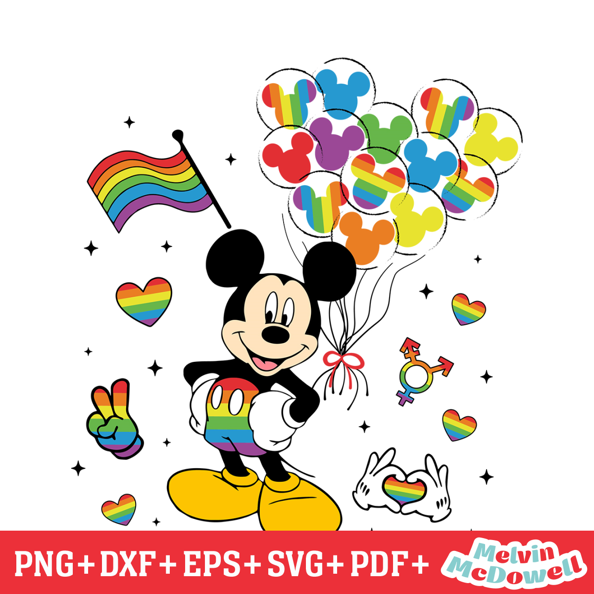 Mickey Mouse LGBT Pride Balloon Disney SVG, Disney Svg ,Disn | Inspire ...