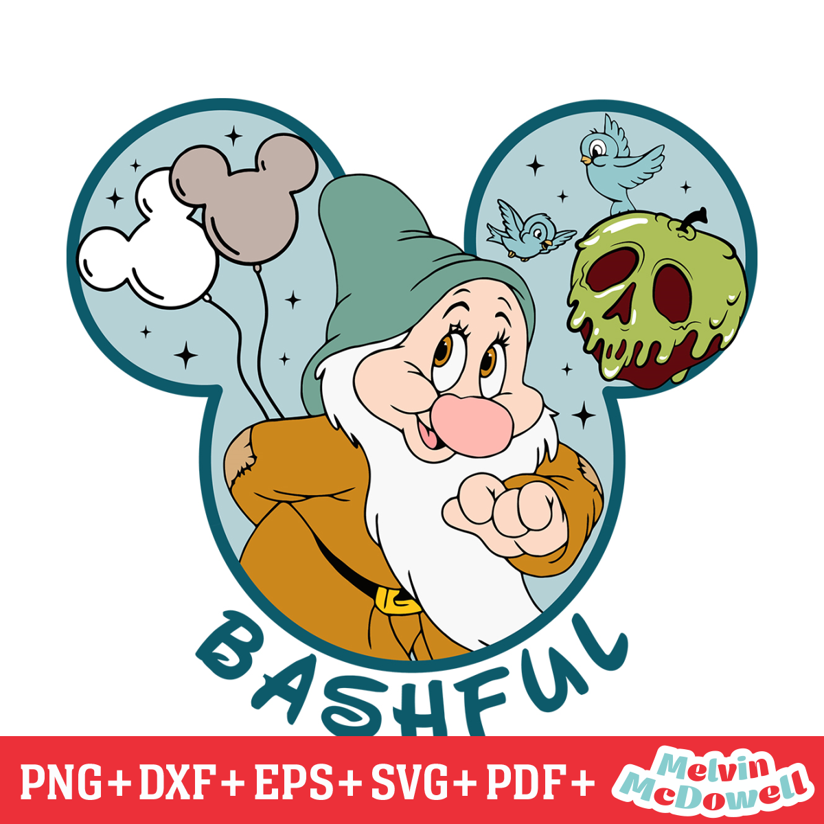 Bashful The 7 Dwarfs Mickey Mouse Head SVG, Disney Svg ,Disn | Inspire ...