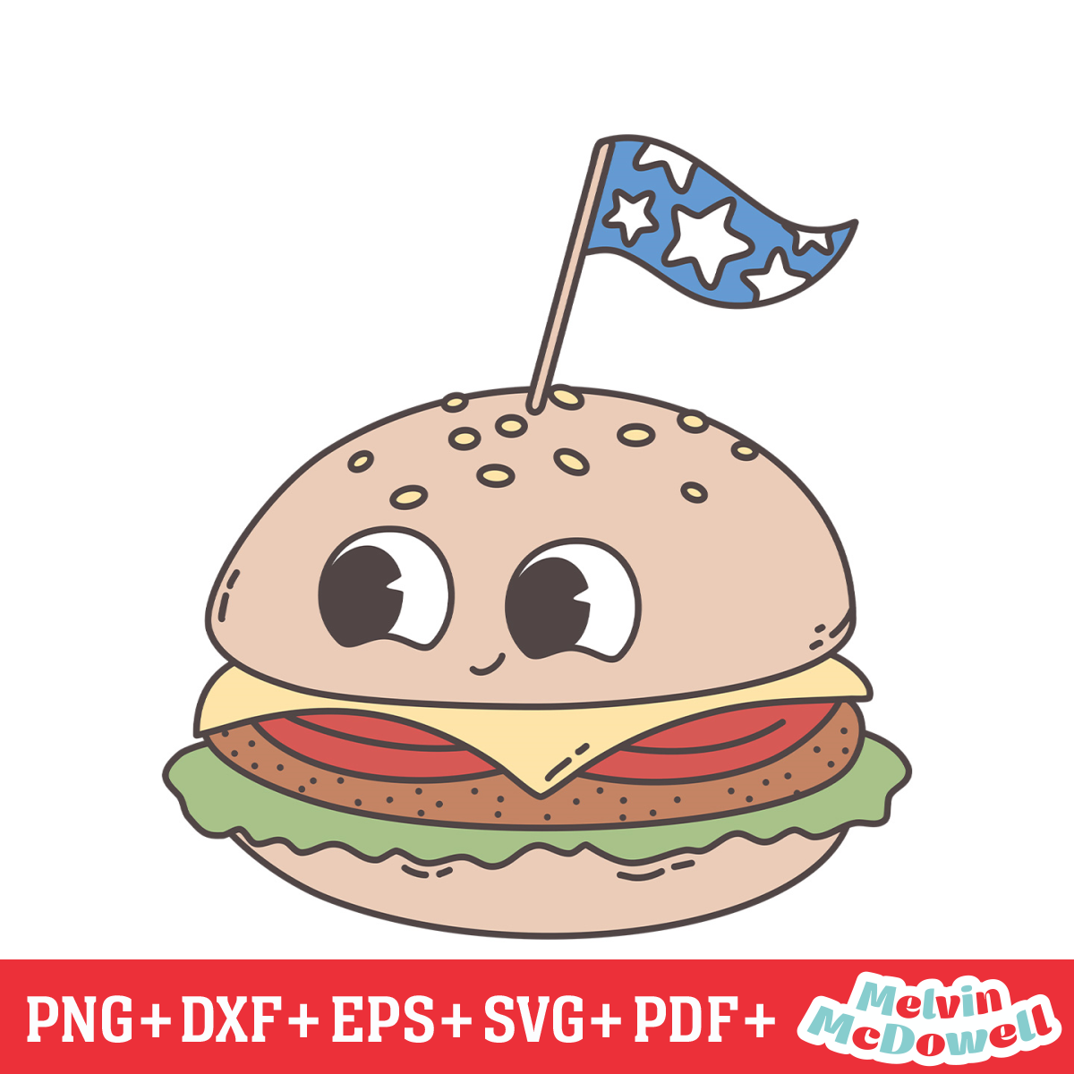 Cartoon Hamburger 4th Of July Patriotic Holiday SVG, 4th of | Inspire ...